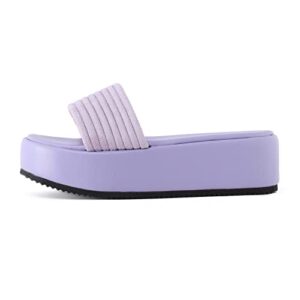 Women Water Sandals Ladies Fashion Summer Solid Color Open Toe Bottom Thick Slippers (Purple, 8)