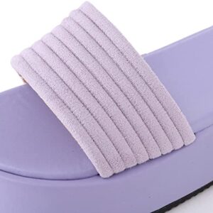 Women Water Sandals Ladies Fashion Summer Solid Color Open Toe Bottom Thick Slippers (Purple, 8)