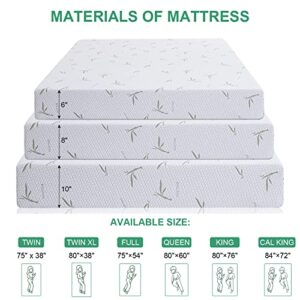 MUUEGM Twin XL Mattress 6 Inch,Green Tea Gel Memory Foam Mattress with Bamboo Cover,Mattress in a Box,Medium Feels,Breathable Bed Mattresses with CertiPUR-US Certified,USA