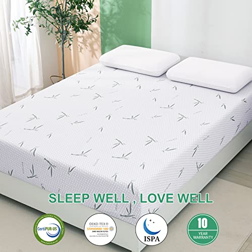 MUUEGM Twin XL Mattress 6 Inch,Green Tea Gel Memory Foam Mattress with Bamboo Cover,Mattress in a Box,Medium Feels,Breathable Bed Mattresses with CertiPUR-US Certified,USA