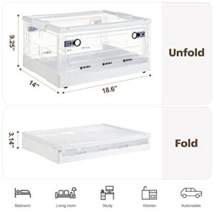 Homde 2 Pack Transparent Storage Bins With Wheels, Double Doors Plastic Foldable Box,Large Stackable Organizer Box Containers with Lids,2 Ways to Open for Living Room,Bedroom,Kitchen and Office Clear