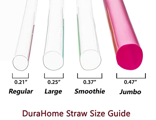 Jumbo Smoothie Straws Extra Wide - Individually Wrapped 100 Pack, BPA Free Milkshake Straw 0.47" Multi Colored Large Disposable For Boba Tea, Extra Durable Thick Restaurant Quality - by DuraHome