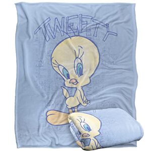 looney tunes blanket, 50"x60", tweety fade silky touch super soft throw