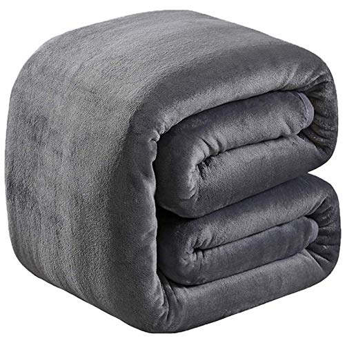 SOFTCARE Soft King Size Summer Blanket All Season 350GSM Thicken Warm Fuzzy Microplush Lightweight Thermal Fleece Blankets for California King/Cal King Oversized Bed Sofa Dark Grey 90"*108"