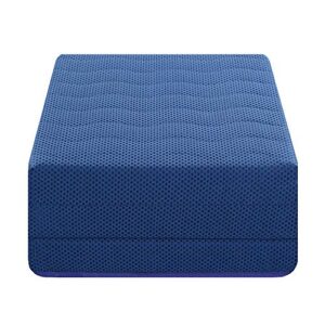 PrimaSleep 4 inch Tri-Folding Topper, Narrow Twin, Blue, Supportive Memory Foam, Best for Visitors Sleepovers Car Trips Camping or Dorm Room Bed (Blue)