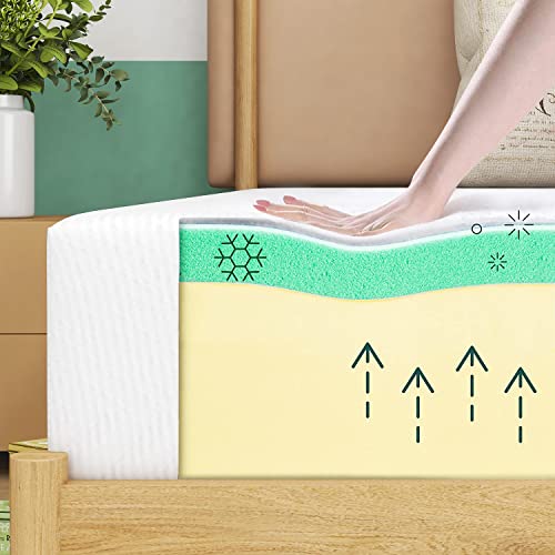 wOod-it Twin Mattress in a Box, 8 inch Mattresses Made in USA Green Tea Gel Memory Foam Mattress for Kids Bed -Bunk Beds/Trundel Beds, CertiPUR-US Certified, Medium Firm, White