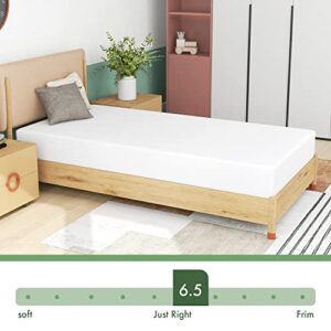 wOod-it Twin Mattress in a Box, 8 inch Mattresses Made in USA Green Tea Gel Memory Foam Mattress for Kids Bed -Bunk Beds/Trundel Beds, CertiPUR-US Certified, Medium Firm, White