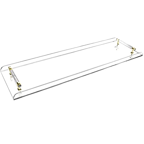 Clear Acrylic Bathtub Caddy Tray with Gold Handles for Luxury Bathroom Bathtub, 31 x 9 Inch