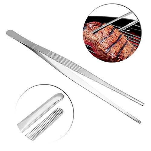 Gutsdoor Kitchen Tweezers Stainless Steel food Tongs for Cooking Tongs with Precision Serrated Tips Medical tweezers(12 Inch Straight)