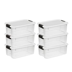 SteriliteSterilite 17611704 60 Quart/57 Liter ClearView Latch Wheeled Underbed Box, 4-Pack & 18 Quart Clear Plastic Stackable Storage Container Bin Box Tote