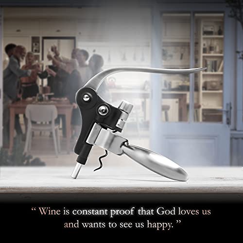 Wine Bottle Opener Corkscrew Set – Luxiluxy [2023 upgraded, does NOT break!] Including Foil Cutter, Bottle Stopper, Opener Stand and Extra Spiral - corkscrews wine opener set- wine opener kit