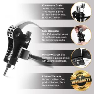 Wine Bottle Opener Corkscrew Set – Luxiluxy [2023 upgraded, does NOT break!] Including Foil Cutter, Bottle Stopper, Opener Stand and Extra Spiral - corkscrews wine opener set- wine opener kit