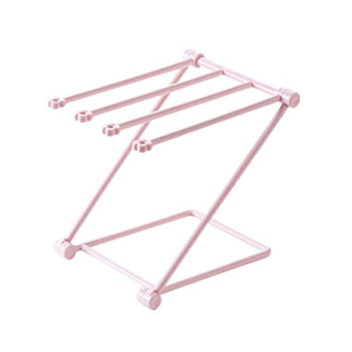 TOPBATHY Foldable Towel Rack Stand Kitchen Towel Stand Countertop Cloth Rack for Kitchen Bathroom Home (Light Pink)