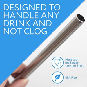 10 Pack Boba Straws In Stainless Steel - Reusable Metal Straws Best For Drinking Bubble/Boba Tea, Smoothies, Shakes - Extra Wide 0.5’’ And 8.5” Long - Comes With Cotton Storage Bag And Cleaning Rod