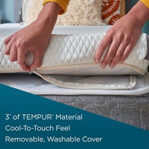 Tempur-Pedic TEMPUR-Adapt + Cooling 3-Inch Queen Mattress Topper Medium Luxury Premium Foam, Washable Cover, Medium Cooling Topper,White