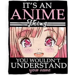 personalized anime blanket blanket custom name kawaiianime throw blanket gifts for girls boys,cute anime decor soft flannel fleece cartoon customized blanket manga for adults bed sofa chair 80x60in