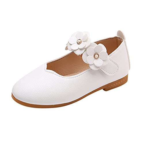 Mercatoo Fancy Shoes for Girls Single Baby Girls Dance Children Kid Princess Student Solid Soft Shoes Flower Baby Shoes (White, 9.5 Little Kid)