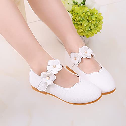 Mercatoo Fancy Shoes for Girls Single Baby Girls Dance Children Kid Princess Student Solid Soft Shoes Flower Baby Shoes (White, 9.5 Little Kid)