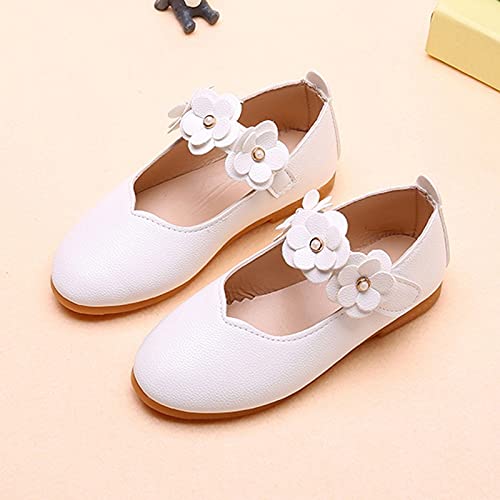 Mercatoo Fancy Shoes for Girls Single Baby Girls Dance Children Kid Princess Student Solid Soft Shoes Flower Baby Shoes (White, 9.5 Little Kid)