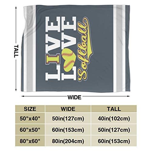 Feim-AO Ive Love - Softball Blanket Premium Microfiber Fleece Blanket Super Soft Cozy Warm Bed Blanket Couch Decorative Throw Blankets for Living Room Bedroom Dorm