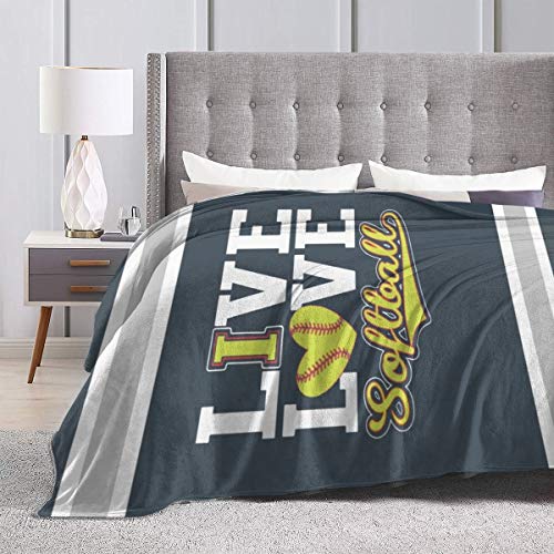 Feim-AO Ive Love - Softball Blanket Premium Microfiber Fleece Blanket Super Soft Cozy Warm Bed Blanket Couch Decorative Throw Blankets for Living Room Bedroom Dorm