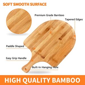 ALLWINNER Bamboo Pizza Peel 12 inch Premium Wooden Pizza Peels for Making Pizza, Pizza Cutting Board 2 Pack