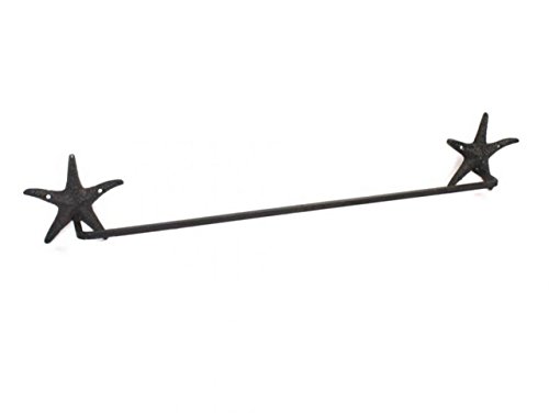 Hampton Nautical Cast Iron Starfish Large Bath Towel Holder 28" Bathroom Beach Home Decorating