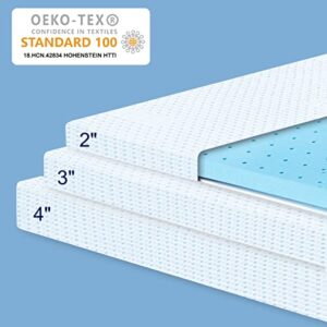 subrtex 3 Inch Gel-Infused Memory Foam Bed Mattress Topper High Density Cooling Pad Removable Fitted Bamboo Cover Ventilated Design-10 Years Warranty (California King)