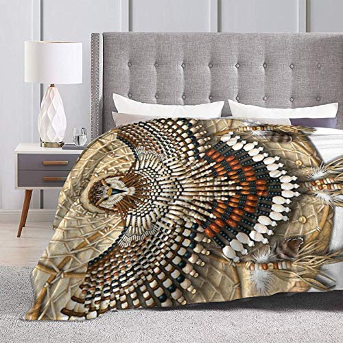 Sherpa Throw Blankets Flannel Fleece Blanket Full Size Red-Tail Hawk Dream Catcher Blanket All-Season Plush Blanket for Couch Bed Travelling 53x59inch