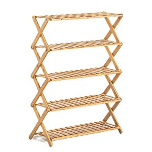 five-layer shoe rack foldable bamboo shoe rack no installation multifunctional freestanding shoe rack storage rack for doorway, hallway, closet, living room, bedroom storage organizer