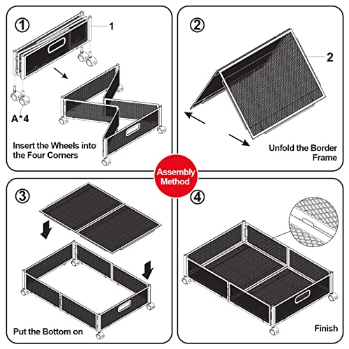 Under Bed Storage,Metal Foldable Under Bed Shoe Storage With Wheels,2 Pack Under Bed Toy Storage,Under Bed Storage with Wheels,Under Bed Storage Containers,Under Bed Shoe Storage Organizer with Handle,Under Bed Rolling Storage for Clothes Shoes Blankets (