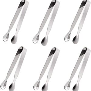 Ice Tongs Sugar Cubes Tongs - Stainless Steel Mini Serving Tongs Appetizers Tongs Small Kitchen Tongs for Tea Party Coffee Bar (6 PCS)