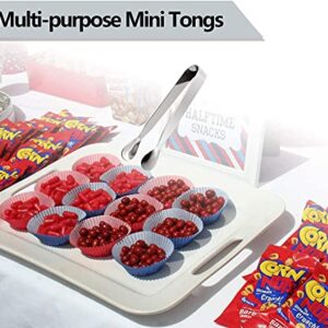 Ice Tongs Sugar Cubes Tongs - Stainless Steel Mini Serving Tongs Appetizers Tongs Small Kitchen Tongs for Tea Party Coffee Bar (6 PCS)