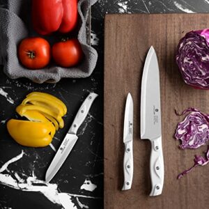 Chef Knife, Ultra Sharp Kitchen Knife, High Carbon Stainless Steel Chef knife set, 3-pc, 8 inch Chefs knife, 4.5 inch Utility Knife, 4 inch Paring Knife