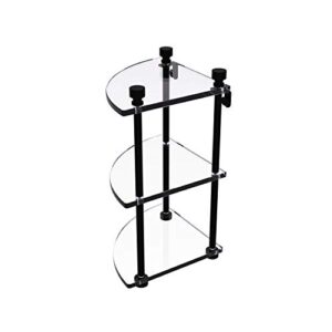 allied brass ft-6 foxtrot collection three tier corner glass shelf, matte black