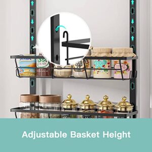 Punmoy 6-Tier Pantry Door Organization and Storage, Over the Door Hanging Storage with 6 Adjustable Shelves, Metal Kitchen Hanging Baskets Organizer for Laundry Room Bathroom