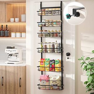 Punmoy 6-Tier Pantry Door Organization and Storage, Over the Door Hanging Storage with 6 Adjustable Shelves, Metal Kitchen Hanging Baskets Organizer for Laundry Room Bathroom