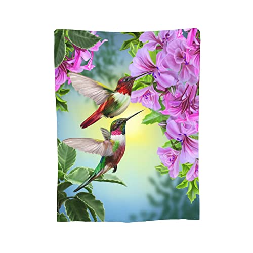 Birds Hummingbird Throw Blanket Soft Cozy Plush Warm Fleece Blanket for Sofa Couch Bed 80"X60"