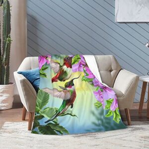 Birds Hummingbird Throw Blanket Soft Cozy Plush Warm Fleece Blanket for Sofa Couch Bed 80"X60"