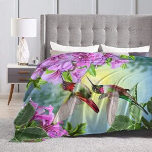 Birds Hummingbird Throw Blanket Soft Cozy Plush Warm Fleece Blanket for Sofa Couch Bed 80"X60"