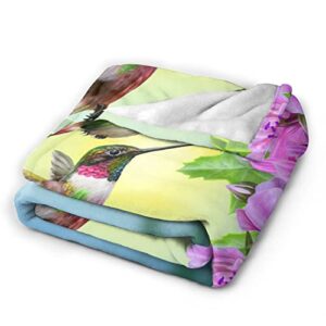 Birds Hummingbird Throw Blanket Soft Cozy Plush Warm Fleece Blanket for Sofa Couch Bed 80"X60"