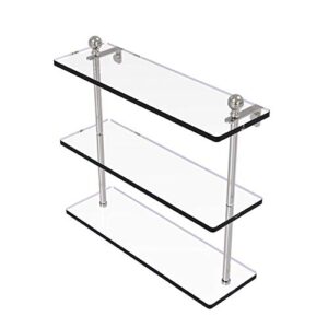 allied brass ma-5/16 mambo collection 16 inch triple tiered glass shelf, satin nickel