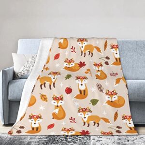 cute fox blanket soft fleece throw blanket cozy fuzzy warm flannel plush throw blankets for couch bed sofa all season gift 50"x40"