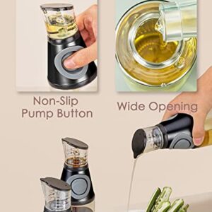 Oil Dispenser Bottle, 17oz Olive Oil Dispenser Oil Sprayer, Clear Glass Refillable Oil and Vinegar Dispenser Bottle with Measuring Scale Pump for Kitchen, Cooking, Salads, Baking Frying, BBQ (Clear)