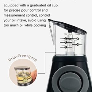 Oil Dispenser Bottle, 17oz Olive Oil Dispenser Oil Sprayer, Clear Glass Refillable Oil and Vinegar Dispenser Bottle with Measuring Scale Pump for Kitchen, Cooking, Salads, Baking Frying, BBQ (Clear)