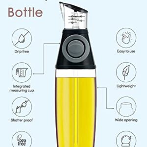 Oil Dispenser Bottle, 17oz Olive Oil Dispenser Oil Sprayer, Clear Glass Refillable Oil and Vinegar Dispenser Bottle with Measuring Scale Pump for Kitchen, Cooking, Salads, Baking Frying, BBQ (Clear)