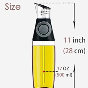 Oil Dispenser Bottle, 17oz Olive Oil Dispenser Oil Sprayer, Clear Glass Refillable Oil and Vinegar Dispenser Bottle with Measuring Scale Pump for Kitchen, Cooking, Salads, Baking Frying, BBQ (Clear)