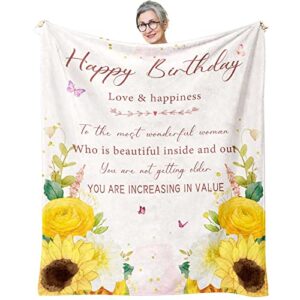 aiyubofun birthday gifts for women blanket - gifts for women birthday unique - birthday gifts for women friendship - happy womens birthday gifts - best women birthday gift ideas throw blanket 60"x50"