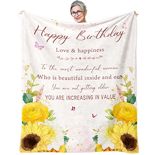 AIYUBOFUN Birthday Gifts for Women Blanket - Gifts for Women Birthday Unique - Birthday Gifts for Women Friendship - Happy Womens Birthday Gifts - Best Women Birthday Gift Ideas Throw Blanket 60"x50"