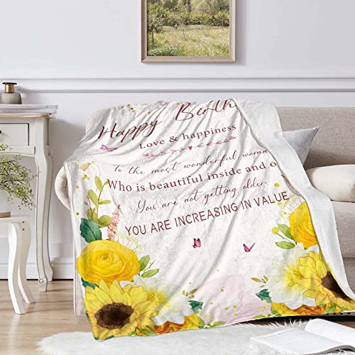 AIYUBOFUN Birthday Gifts for Women Blanket - Gifts for Women Birthday Unique - Birthday Gifts for Women Friendship - Happy Womens Birthday Gifts - Best Women Birthday Gift Ideas Throw Blanket 60"x50"